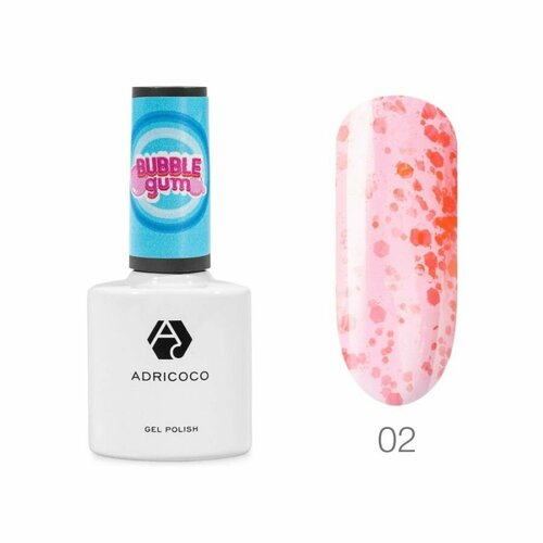 ADRICOCO Гель-лак для ногтей с цветной неоновой слюдой / Bubble Gum №02, сладкий арбуз, 8 мл, 2 штуки