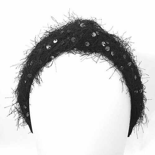 Чёрный ободок-чалма для волос