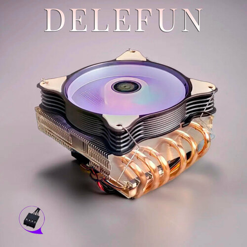 Кулер для процессора Delefun D-X6 Top-Flow 6 тепловых трубок вентилятор с подсветкой