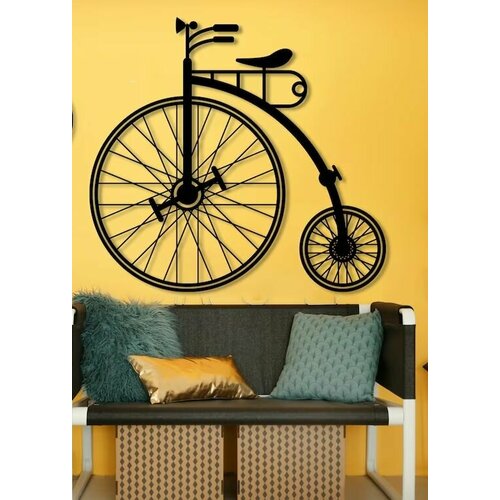 Декоративное панно деревянное, Антикварный велосипед (черный цвет)