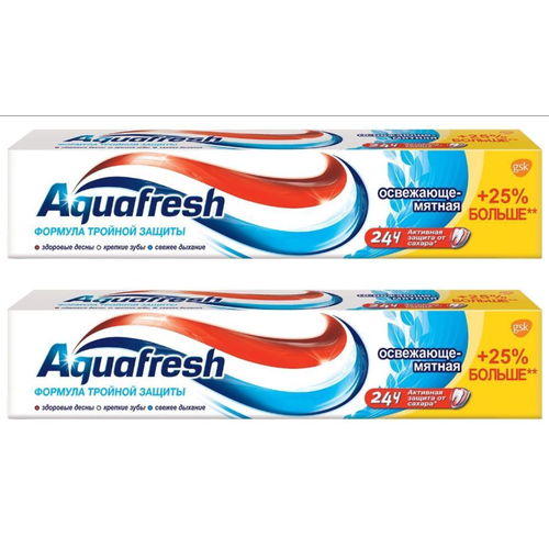 Зубная паста Aquafresh, Total Care 3, освежающе-мятная, синяя, 125 мл . 2 шт