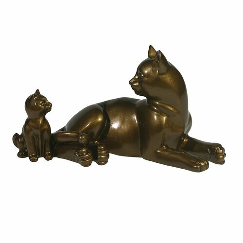 Фигура декоративная Кошка с котенком (темное золото глянец), 17*9*9 см KSMR-713607/D074