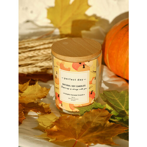 Свеча ароматическая Pumpkin Caramel Crunch / Тыквенный карамельный кранч, деревянный фитиль