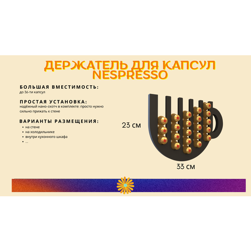 Настенный держатель для кофейных капсул NESPRESSO, "Чашка кофе", чёрный