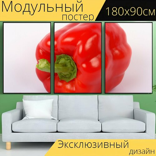Модульный постер "Сладкий перец, овощ, красный" 180 x 90 см. для интерьера