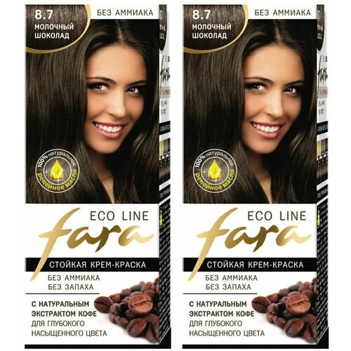 Fara Eco Line Стойкая крем-краска для волос, тон 8.7 Молочный шоколад, 2 шт