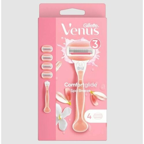 Женский Бритвенный станок Gillette VENUS SPA Breeze с ароматом Белого чая (ручка+ 4 кассеты); Джилет Винес Бриз СПА; Женский станок для бритья