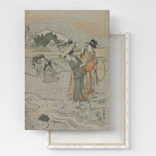 Картина на холсте, репродукция / Китагава Утамаро - The Koya Tama River / Размер 30 x 40 см