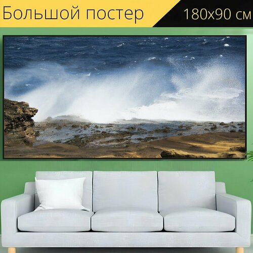 Большой постер "Океан, море, гавайи" 180 x 90 см. для интерьера