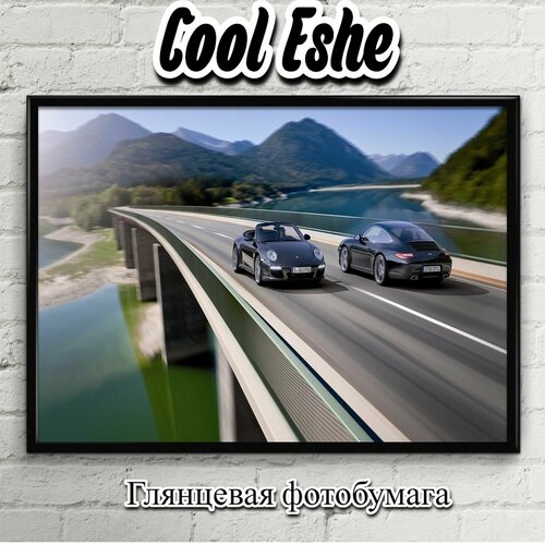 Постер "Два Porsche 911 на мосту" из коллекции "Автомобили" А4