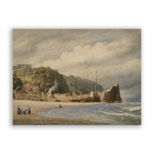 Картина на холсте, репродукция / Уильям Тёрнер - Figures on the beach at Clovelly / Размер 40 x 53 см