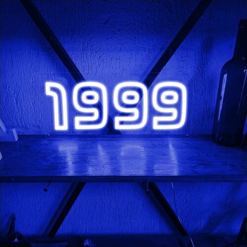 Неоновая табличка Elmarto 1999, 35x15 см, синяя