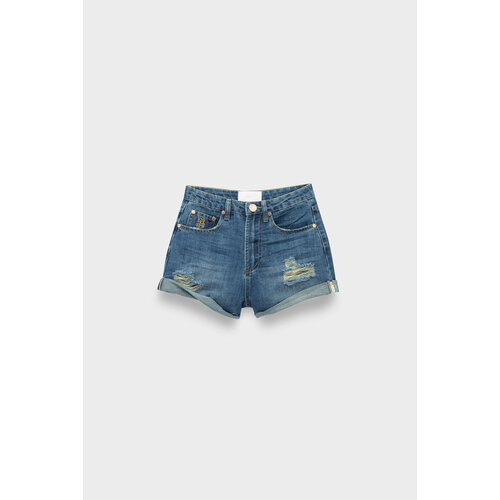 Шорты One Teaspoon shredded gold bandits high waist denim short, размер 25, синий