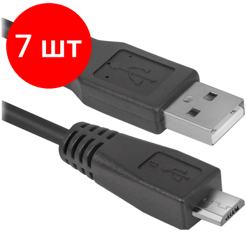 Комплект 7 шт, Кабель Defender USB08-06 USB2.0 (A) - microUSB (B), 1.8м, черный