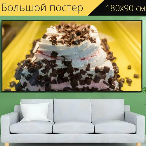 Большой постер "Десерт, шоколад, крем" 180 x 90 см. для интерьера
