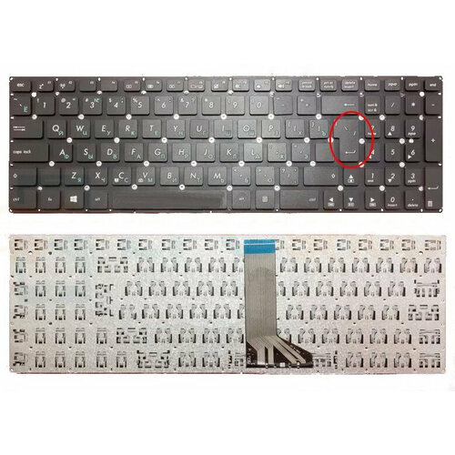 Клавиатура для Asus X551C черная без рамки, Г- образный Enter, шлейф 10 см