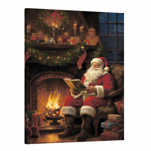 Интерьерная картина 50х70 "Звездный свет Деда Мороза"