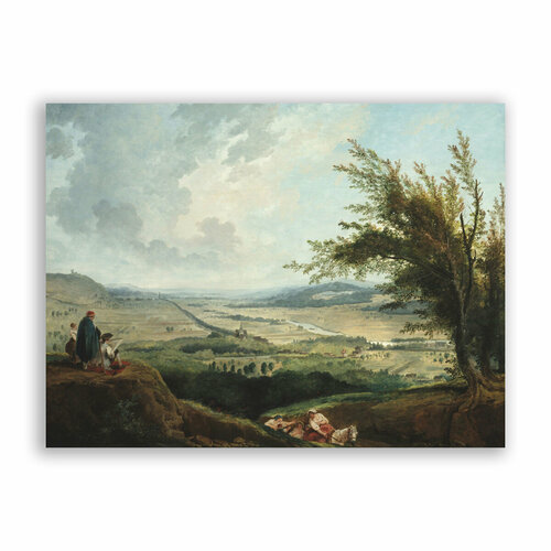 Картина на холсте, репродукция / Юбер Робер - An extensive landscape near Paris / Размер 40 x 53 см