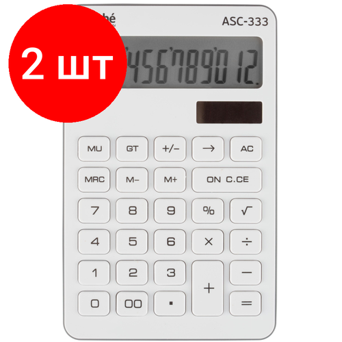 Комплект 2 штук, Калькулятор настольный комп Attache Selection ASС-333.12р, дв. пит,170x108бел