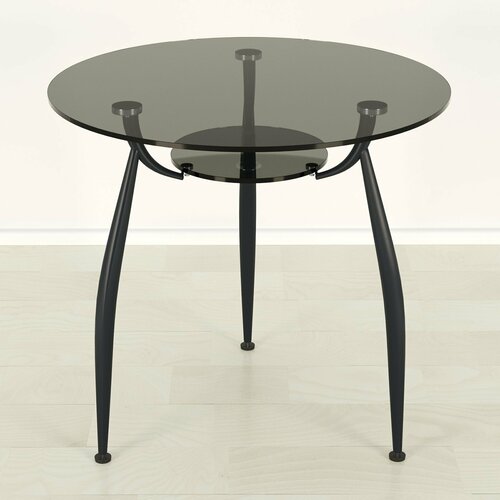 Стеклянный обеденный стол Вокал 18-3 серый/черный D80