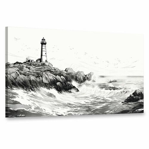 Интерьерная картина 100х60 "Маяк и шторм"