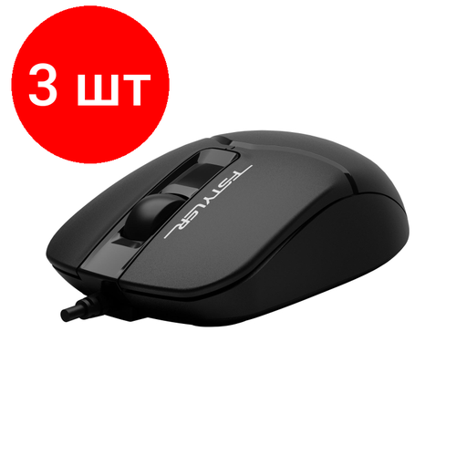 Комплект 3 штук, Мышь компьютерная A4Tech Fstyler FM12ST черный 1200dpi silent USB/3but