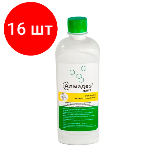 Комплект 16 штук, Мыло жидкое дезинф. Алмадез-Лайт антибактериальное 0.5 л (с дозатором)