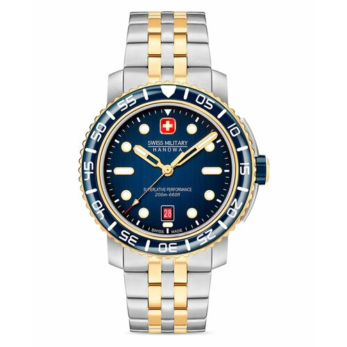 Наручные часы Swiss Military Hanowa Мужские Black Marlin SMWGH0001760 с гарантией, серебряный, синий