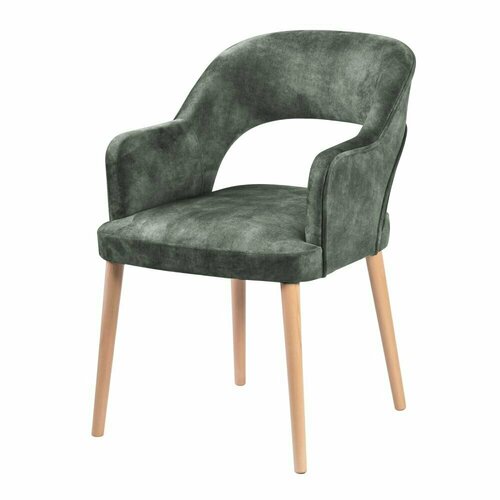 Стул-кресло мягкий MELIA со спинкой и деревянными ножками совеременный минимализм в гостиную кухню кафе ресторан зеленый, доломита