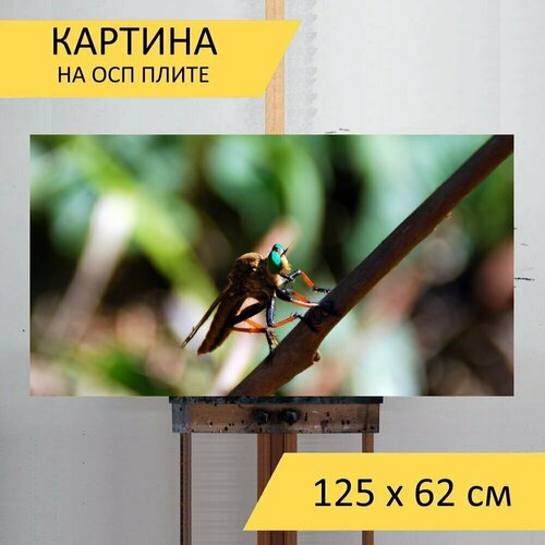 Картина на ОСП 125х62 см. "Летать, жук, насекомое" горизонтальная, для интерьера, с креплениями
