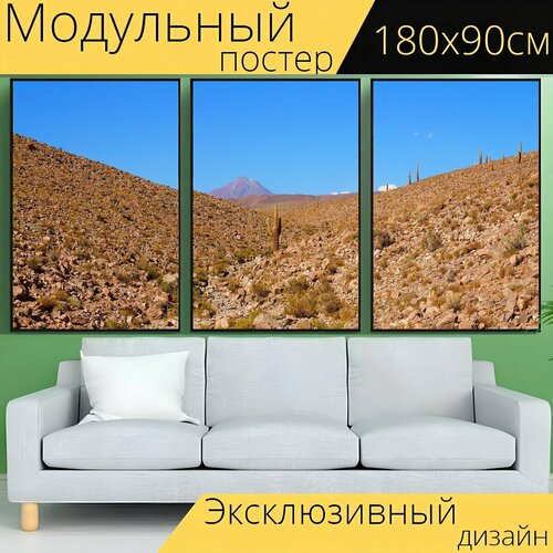 Модульный постер "Чили, каньон, пейзаж" 180 x 90 см. для интерьера