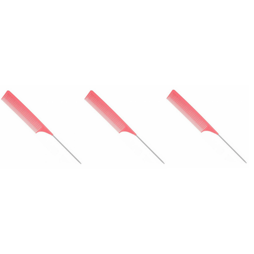 Расчёска Nail Art для мелирования, узкая, металлическая спица, розовый - 3 штуки