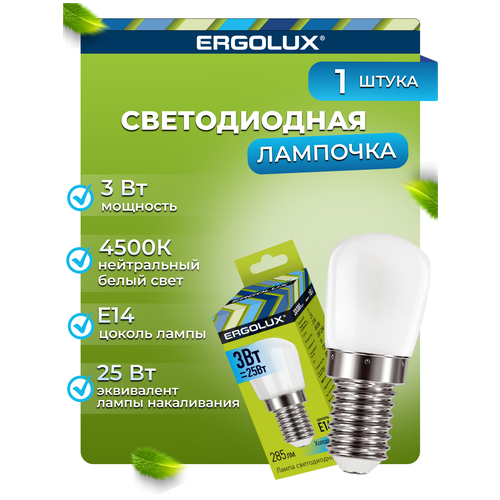 Светодиодная лампа Ergolux LED-T26-3W-E14-4К