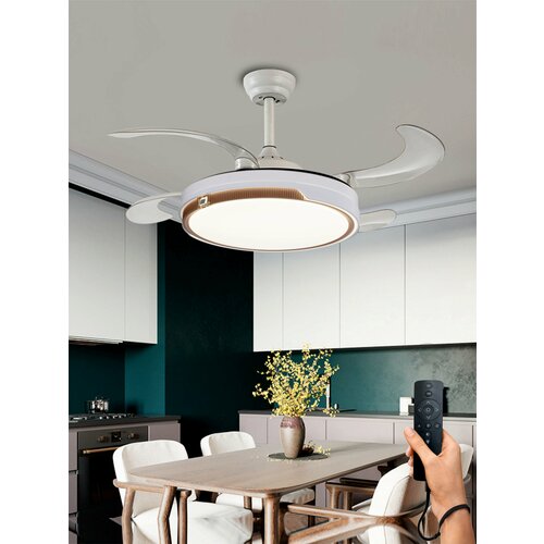 Люстра вентилятор подвесная светодиодная VertexHome VER-68239 с пультом д/у, для гостиной, кухни, спальни и детской комнаты