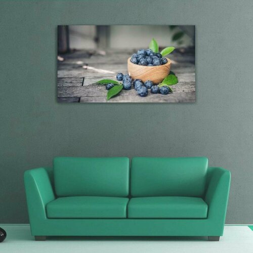 Картина на холсте 60x110 LinxOne "Ягоды черника голубика" интерьерная для дома / на стену / на кухню / с подрамником