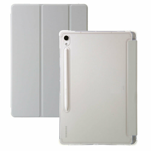 Чехол для планшета Samsung Galaxy Tab S9/ Tab S9 FE (SM-X710/X716; BSM-X510/X516), держатель для стилуса, из мягкого силикона (серый)