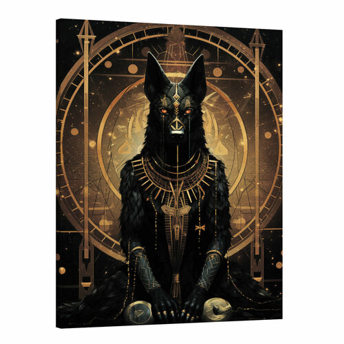 Интерьерная картина 50х70 "Анубис: хранитель тайн мистического царства"
