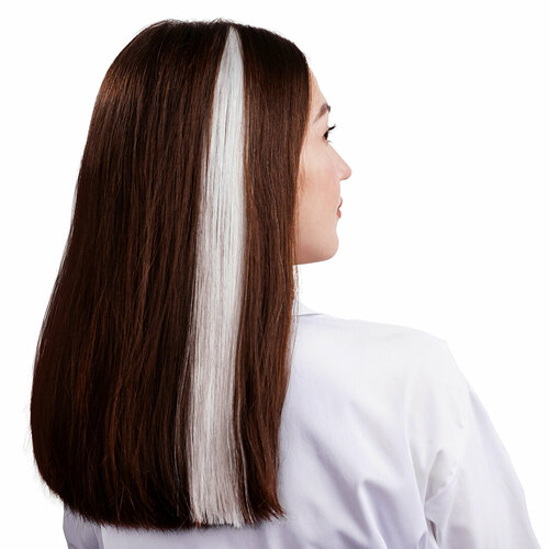 Цветная прядь для волос, Флуоресцентная, 5 гр, Белый, флуор, 50*3,2 см, 1 шт.