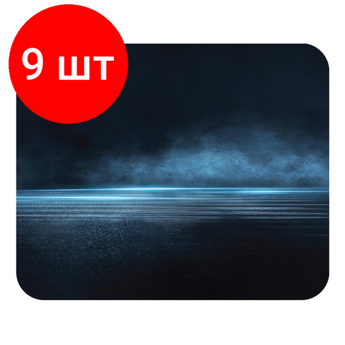 Комплект 9 штук, Коврик для мыши Cactus CS-MP-P03XS Dark Sea Мини черный 220x180x2мм