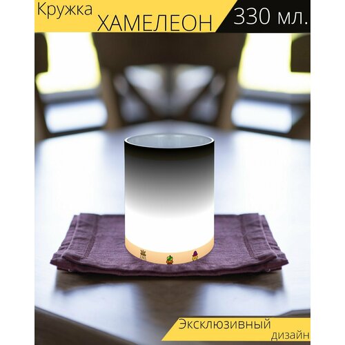 Кружка хамелеон с принтом "Карта, три святых короля, свобода текста" 330 мл.