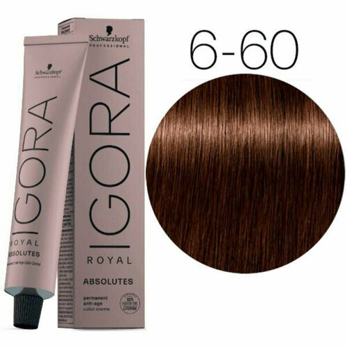 Schwarzkopf IGORA ROYAL Absolute 6-60 Тёмно-русый коричневый натуральный Стойкая крем-краска для седых волос 60 мл