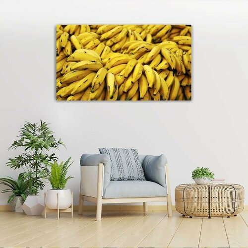 Картина на холсте 60x110 LinxOne "Бананы Цвет Жёлтый" интерьерная для дома / на стену / на кухню / с подрамником
