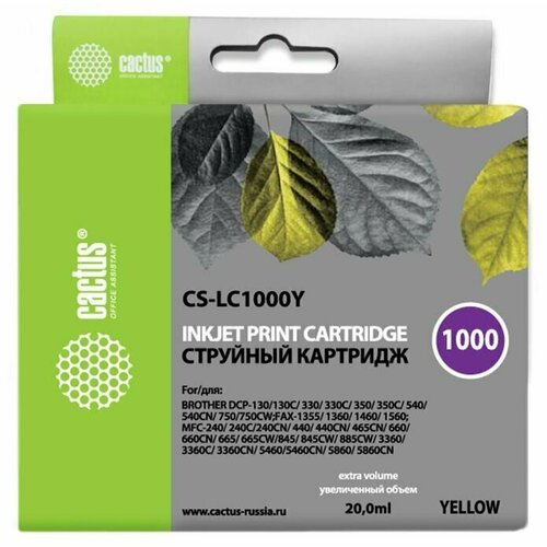 Картридж LC-1000 Yellow для принтера Бразер, Brother DCP-130 C; DCP-330 С