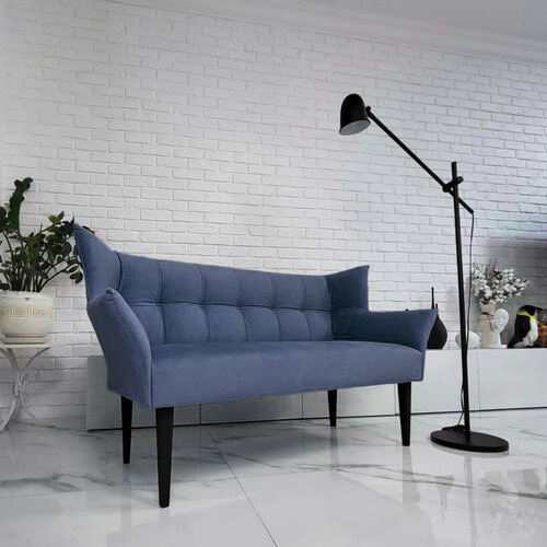 Прямой диван "Бьянка", синий, 145х60х97 см