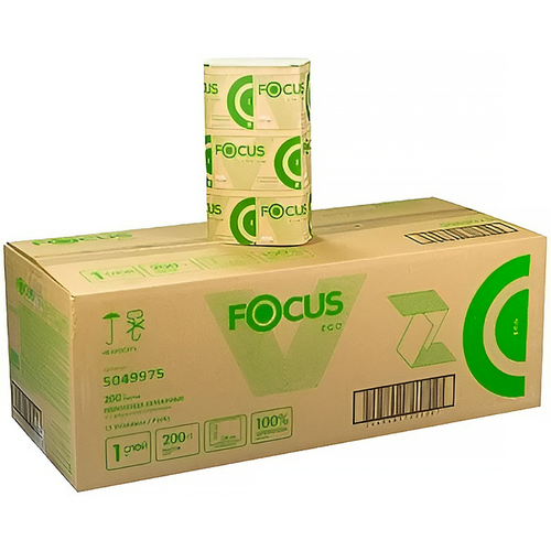 Бумажные полотенца листовые для диспенсера Focus Eco белые однослойные v сложения 15 пачек система H3, арт. 5049975