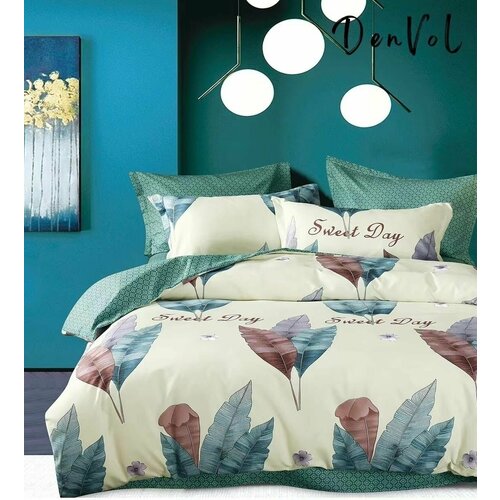 Комплект постельного белья семейный Denvol Classic с простыней на резинке по кругу
