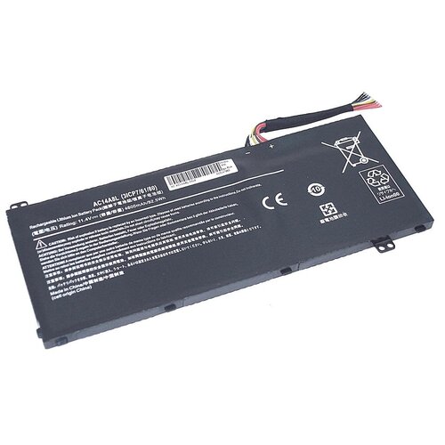 Аккумуляторная батарея для ноутбука Acer Aspire VN7 (AC14A8L-3S1P) 11.4V 4605mAh OEM черная