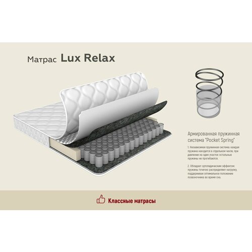 Матрас LUX RELAX высота 18 см для сна на диван кровать пружины 256 Orto Foam с массажным эффектом стеганный жаккард (120 / 195)