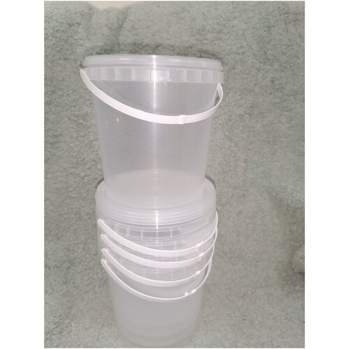 Прозрачное пластиковое пищевое ведро 3,3 литра, 25 штук в наборе с крышкой и ручкой
