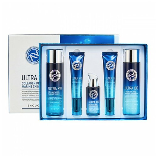 Enough Premium Ultra X10 Collagen Pro Marine Skin Care Set - Подарочный набор омолаживающих средств с коллагеном